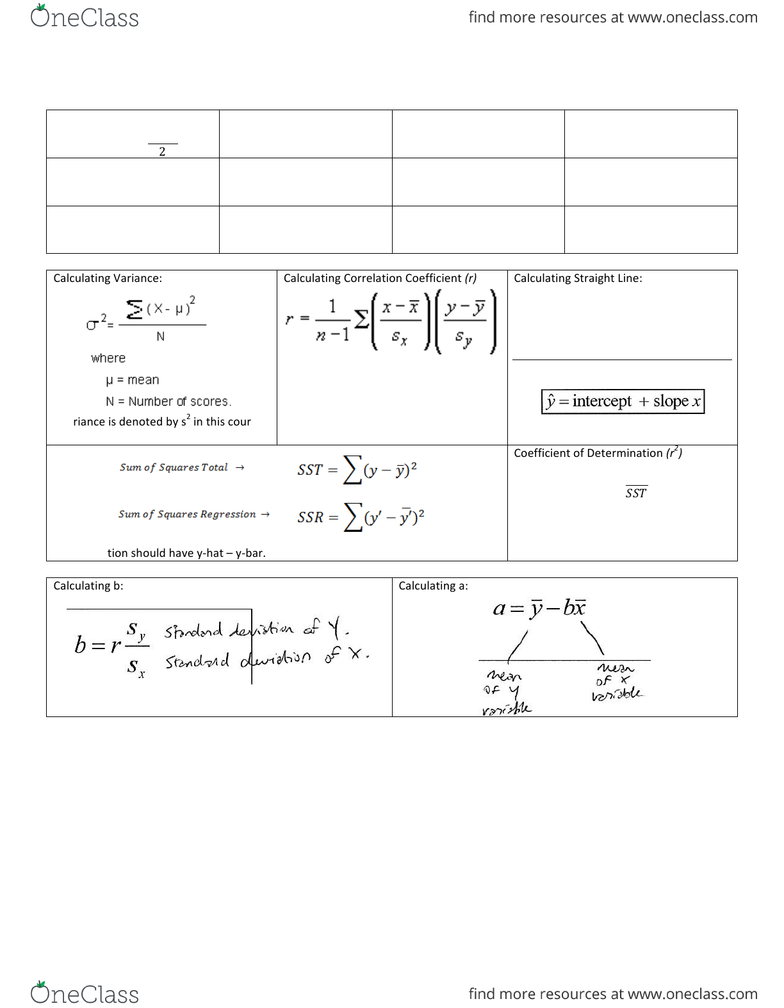 STAT 246 Midterm: STAT 246.3 Formula Sheet for Term 1 Test - OneClass